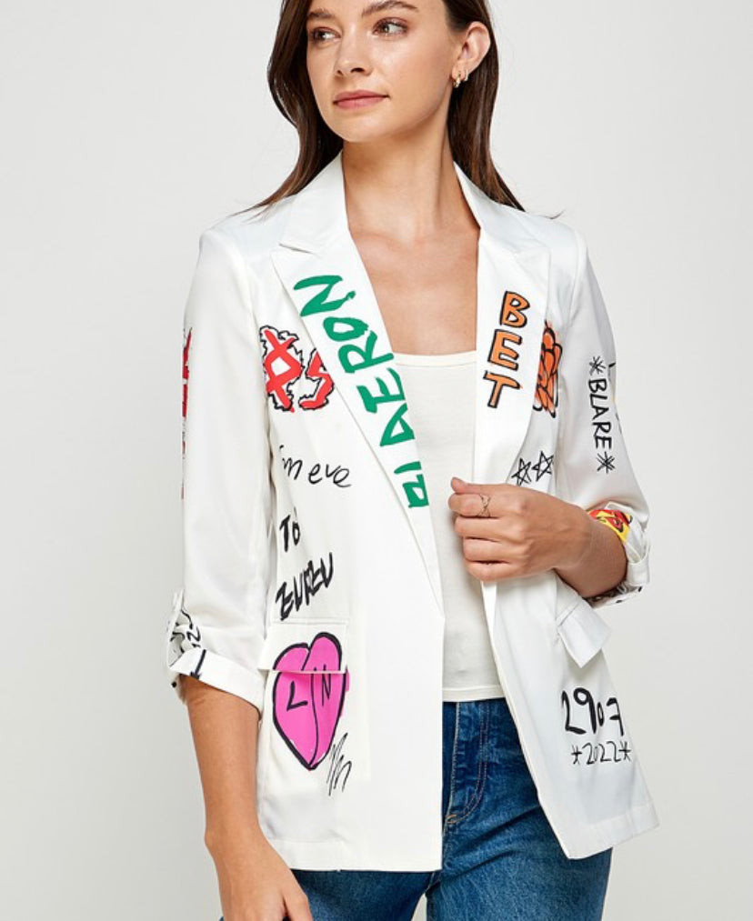 Paola graphic blazer – Bloom Makeup & More, LLC